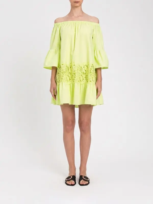 TWINSET Cotton Mini Dress With Macramé Inserts