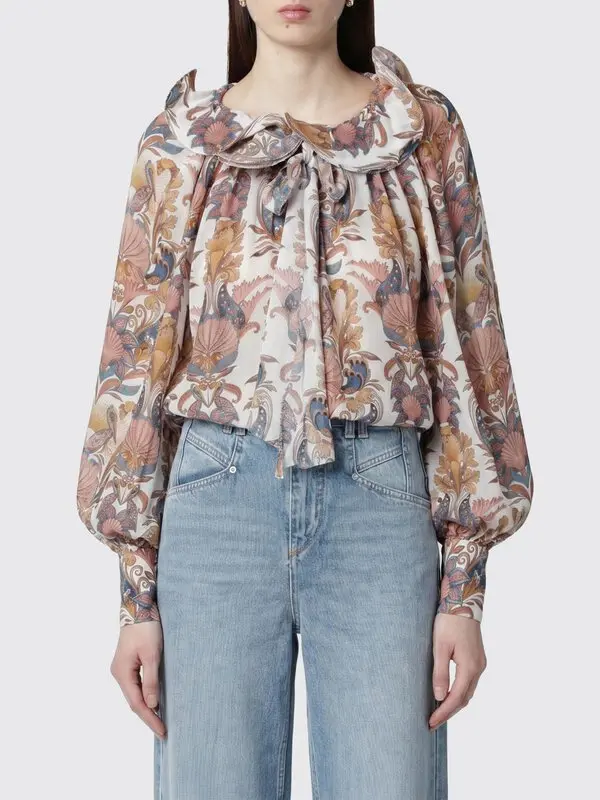 Farm Rio Printed Neck Tie Blouse