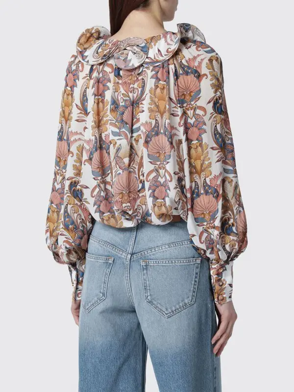 Farm Rio Printed Neck Tie Blouse