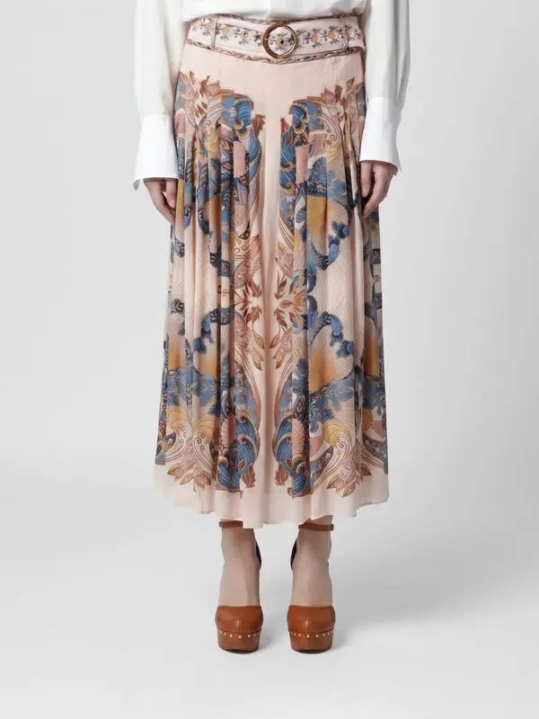 Farm Rio Printed Pleated Midi Skirt