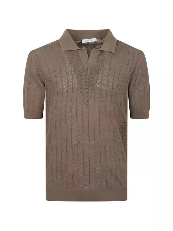 CRUCIANI Ribbed-knit T-shirt - Brown