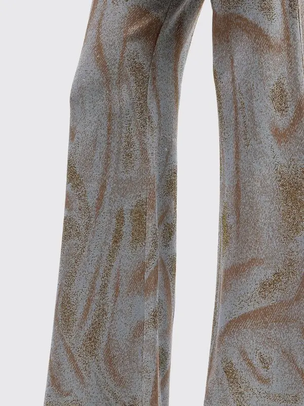 MARGHERITA MACCAPANI Printed Flared Trousers In Organic Cotton Blend - Sand