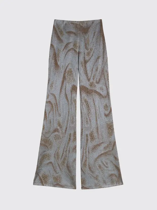MARGHERITA MACCAPANI Printed Flared Trousers In Organic Cotton Blend - Sand