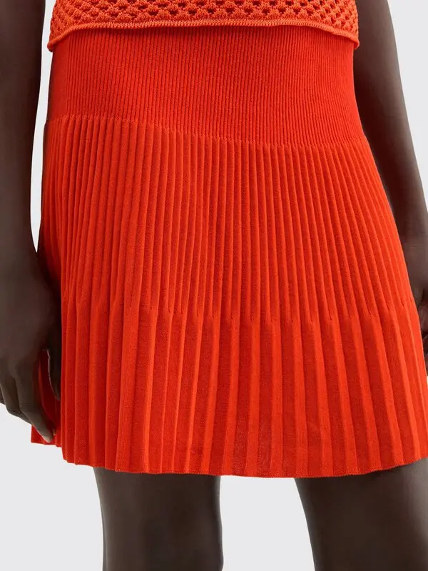 MARGHERITA MACCAPANI Pleated Cotton Knit Mini Skirt - Orange