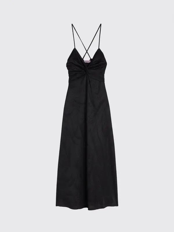 MARGHERITA MACCAPANI Knotty V-neck Maxi Dress In Organic Cotton Blend