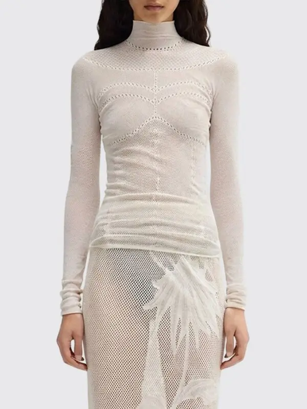 MARGHERITA MACCAPANI Second Skin Floral Pattern Turtleneck Top - White
