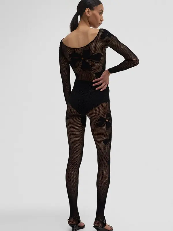 MARGHERITA MACCAPANI Monogram Floral Mesh Catsuit