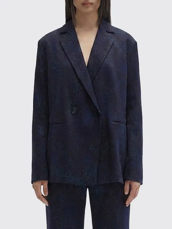 MARGHERITA MACCAPANI Double-breasted Blazer With Glitter Detail - Navy