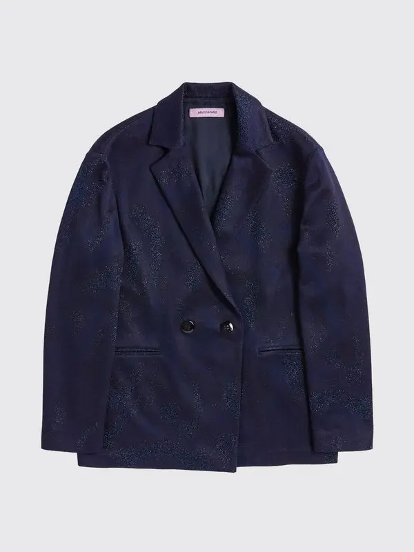 MARGHERITA MACCAPANI Double-breasted Blazer With Glitter Detail - Navy