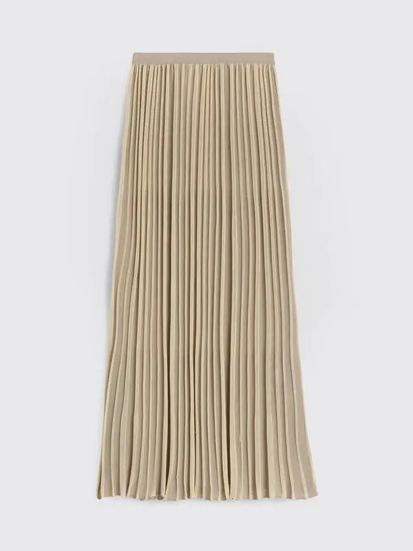 MARGHERITA MACCAPANI Pleated Viscose Blend Maxi Skirt - Beige
