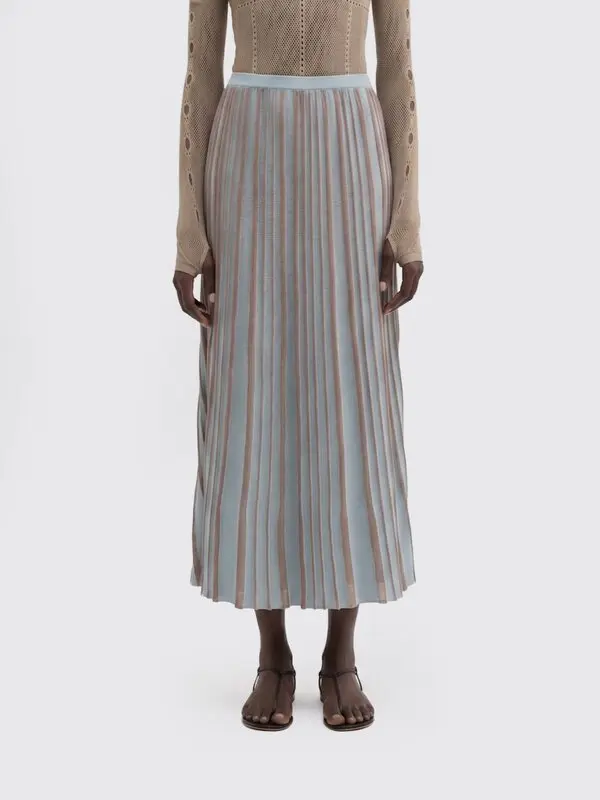 MARGHERITA MACCAPANI Pleated Viscose Blend Midi Skirt