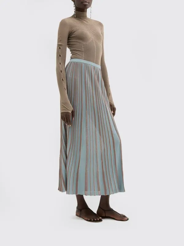 MARGHERITA MACCAPANI Pleated Viscose Blend Midi Skirt