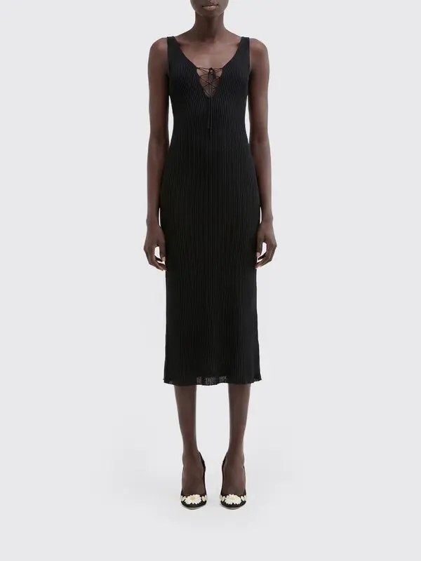 MARGHERITA MACCAPANI Ribbed Cotton Jersey Midi Dress - Black