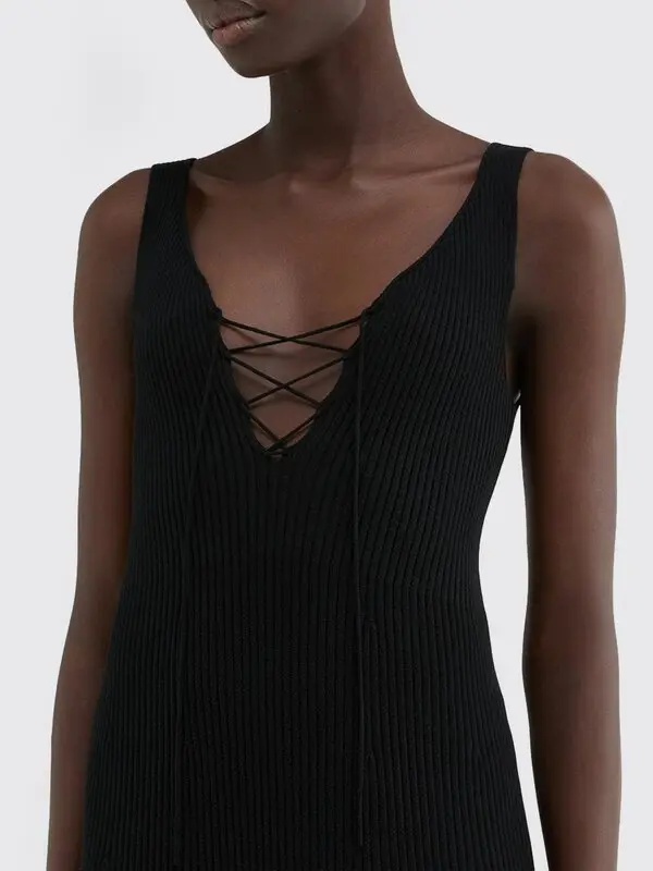 MARGHERITA MACCAPANI Ribbed Cotton Jersey Midi Dress - Black