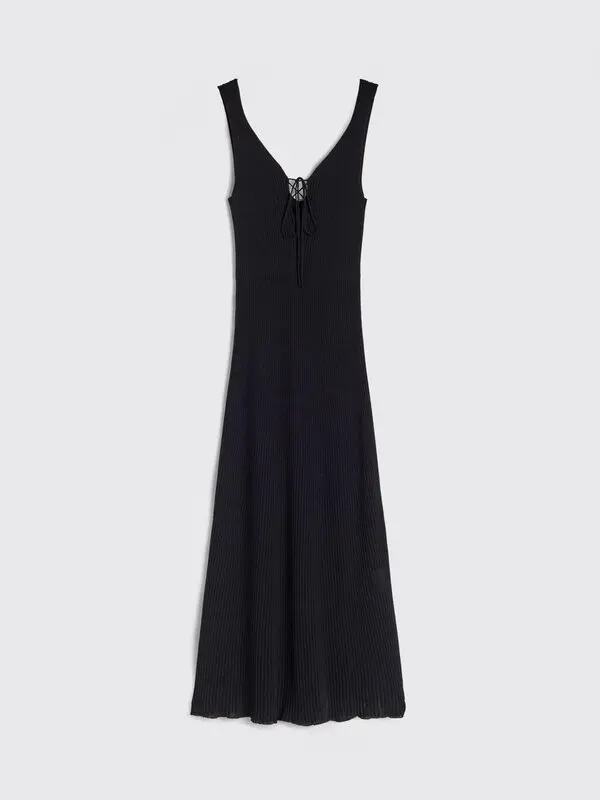 MARGHERITA MACCAPANI Ribbed Cotton Jersey Midi Dress - Black