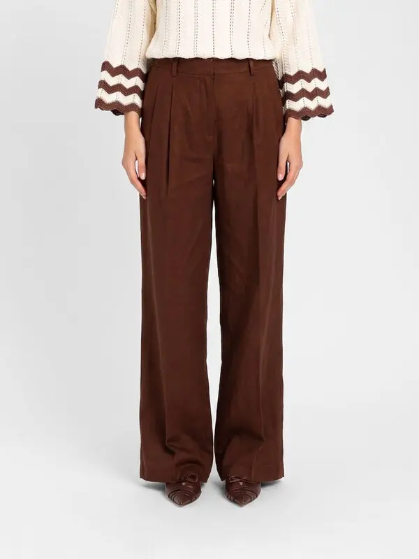 TWINSET Linen Blend Wide Leg Trousers