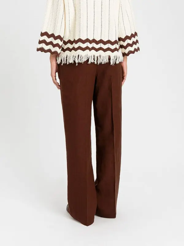 TWINSET Linen Blend Wide Leg Trousers
