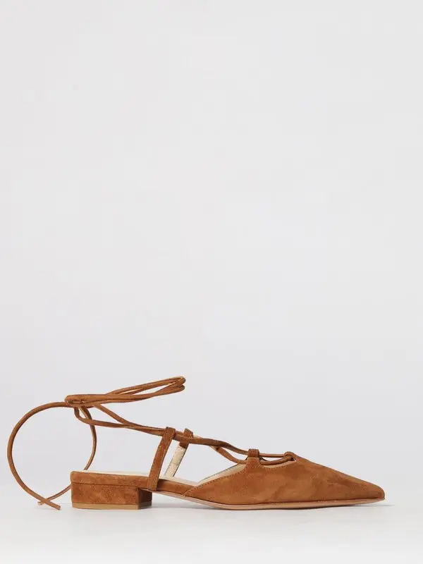 ANNA F. Suede Tie-fastening Ballet Flats