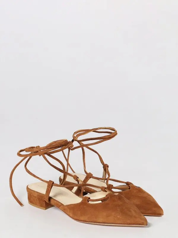 ANNA F. Suede Tie-fastening Ballet Flats