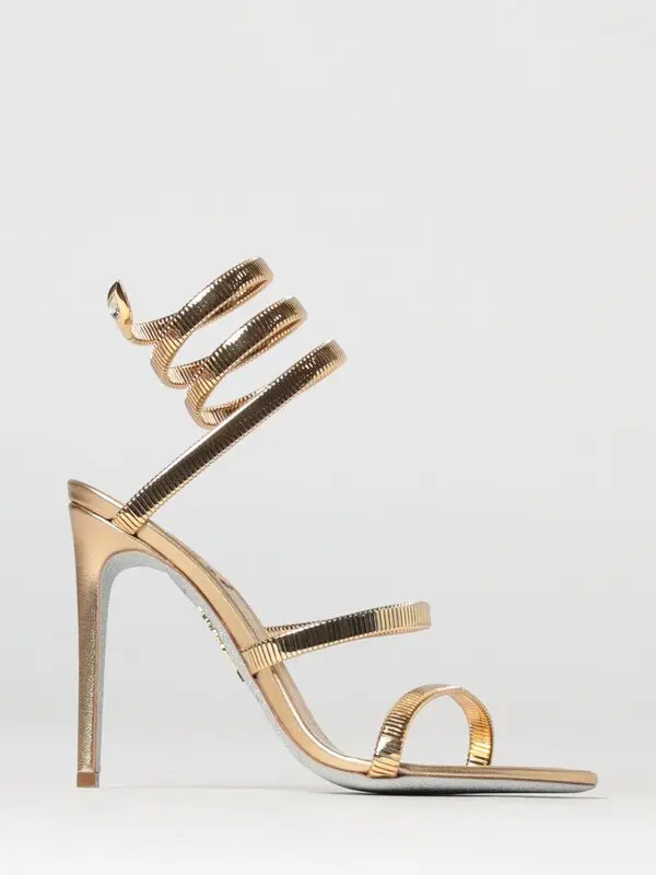 Rene Caovilla Strappy Spiral Heeled Sandal - Gold