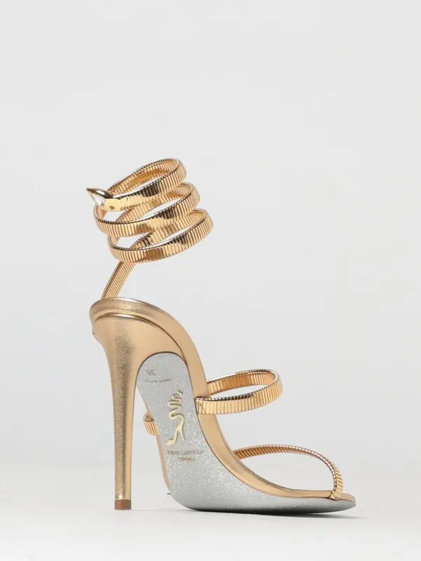 Rene Caovilla Strappy Spiral Heeled Sandal - Gold