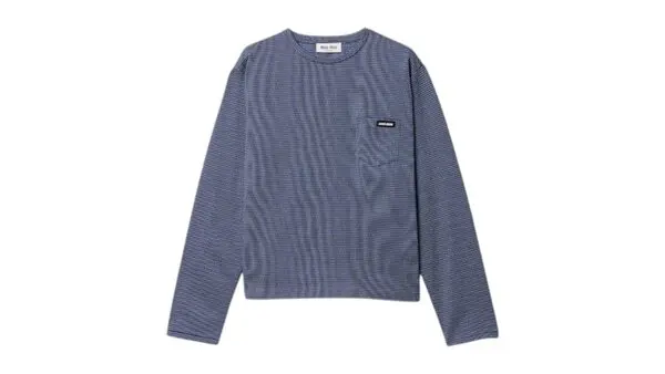 Miu Miu Long Sleeve Jersey Jacquard Top With Pocket