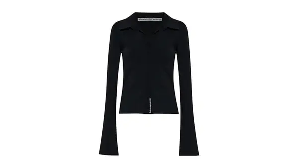 Alexander Wang Long Sleeve Fixed Placket Polo Shirt