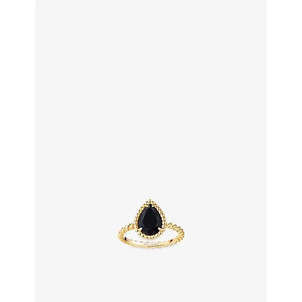 Boucheron Serpent Bohème Motif Ring In 18ct With Onyx And Diamonds - Yellow Gold