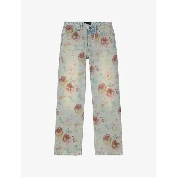 The Kooples Floral-print Straight-leg Mid-rise Jeans
