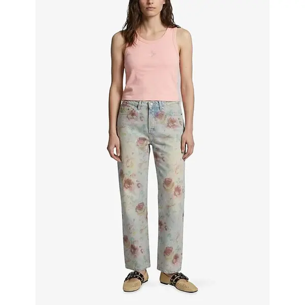 The Kooples Floral-print Straight-leg Mid-rise Jeans
