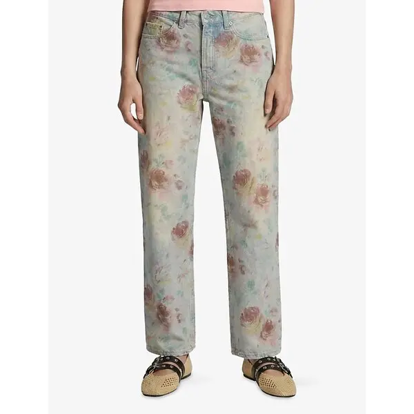 The Kooples Floral-print Straight-leg Mid-rise Jeans