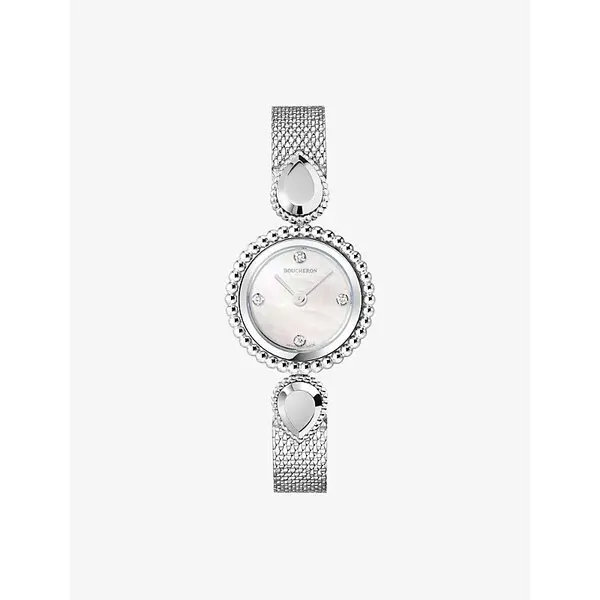 Boucheron Serpent Bohème Stainless Diamond, And Mother-of-pearl Watch - Steel