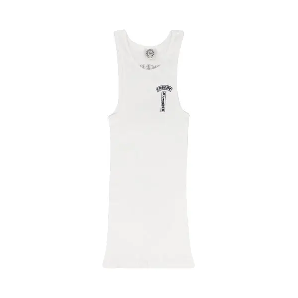 Chrome Hearts Ribbed Cross Logo F*** You Tank Top - White