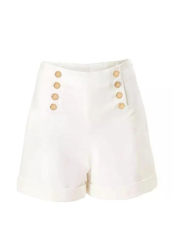 Carolina Herrera High-waisted Wide-leg Shorts With Gold-tone Button Detail