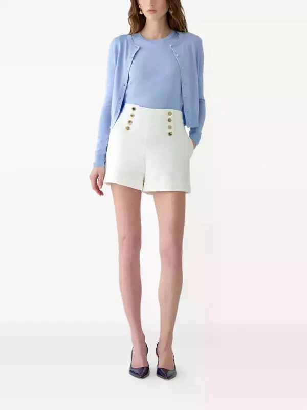 Carolina Herrera High-waisted Wide-leg Shorts With Gold-tone Button Detail
