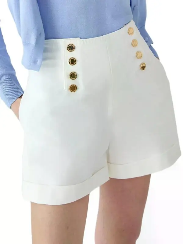 Carolina Herrera High-waisted Wide-leg Shorts With Gold-tone Button Detail