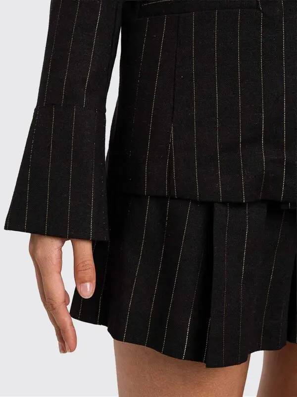 TWINSET Pinstriped Cotton Blend Double Breasted Blazer
