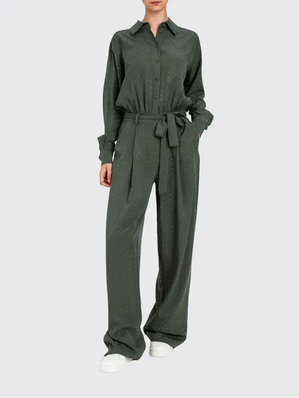 TWINSET Lyocell Twill Jumpsuit With Rhinestones
