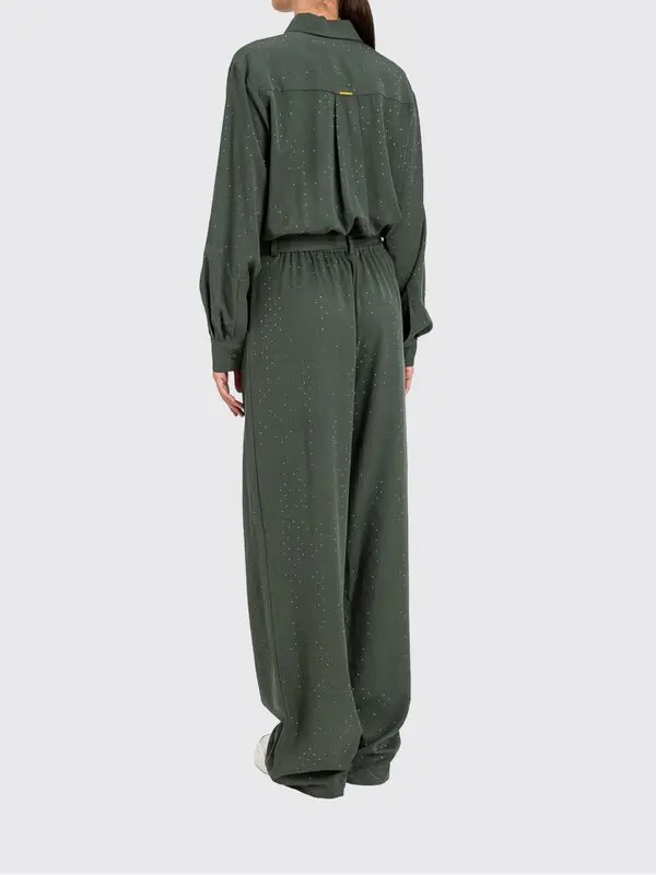 TWINSET Lyocell Twill Jumpsuit With Rhinestones