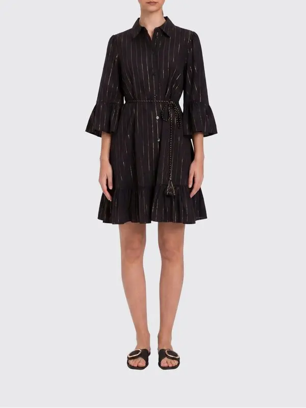 TWINSET U & B Striped Button-up Midi Dress