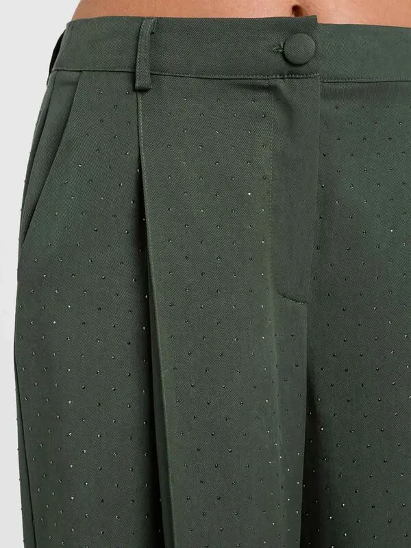 TWINSET Palazzo Trousers In Lyocell With Rhinestone Embellishments