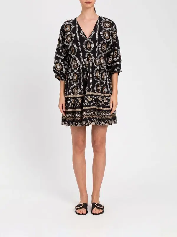 TWINSET U & B Embroidered V-neck Mini Dress