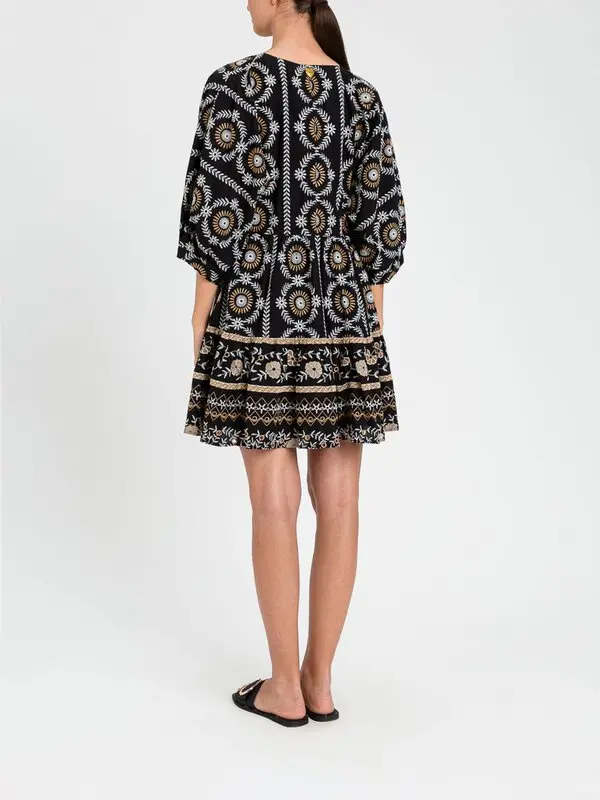 TWINSET U & B Embroidered V-neck Mini Dress