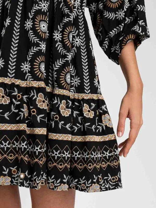 TWINSET U & B Embroidered V-neck Mini Dress