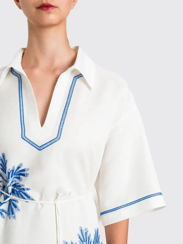 TWINSET U & B Embroidered Shirt Dress - White