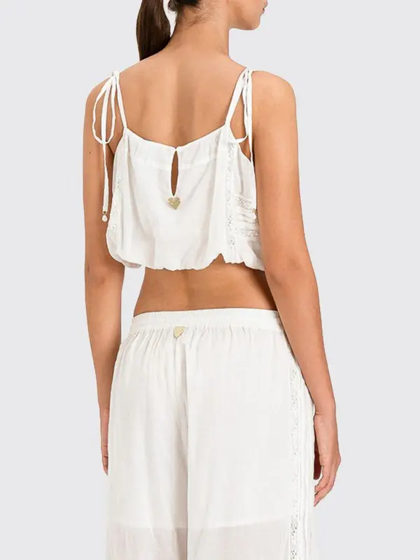 TWINSET U & B Cropped Top With Lace Trim