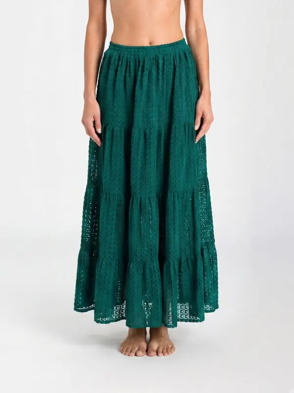 TWINSET U & B Perforated Knit Skirt - Emerald