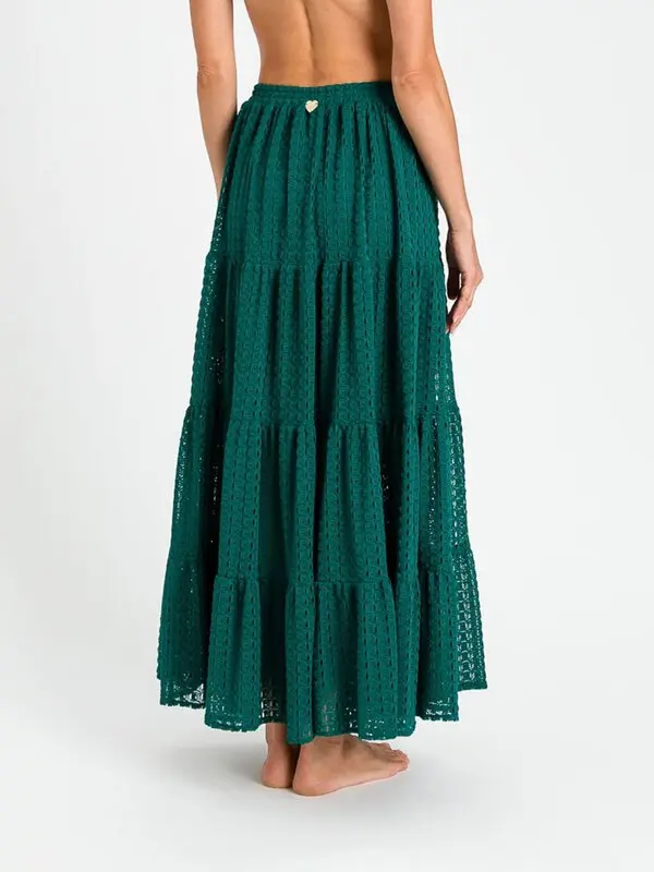 TWINSET Perforated Knit Tiered Maxi Skirt