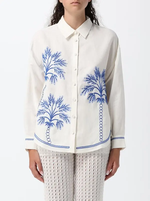 TWINSET Linen Blend Embroidered Shirt
