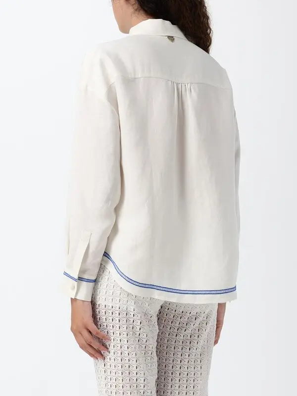 TWINSET Linen Blend Embroidered Shirt